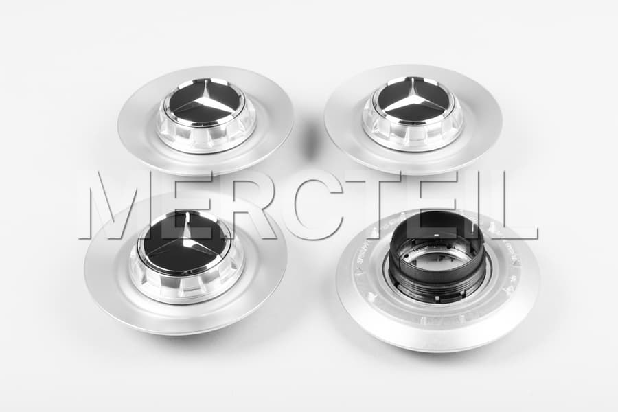 AMG Center Wheel Hubcaps Silver Black Matte Genuine Mercedes-AMG ...