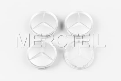 Mercedes-Benz Hubcaps Kit Recessed Star Colored in Silver Matte Genuine ...
