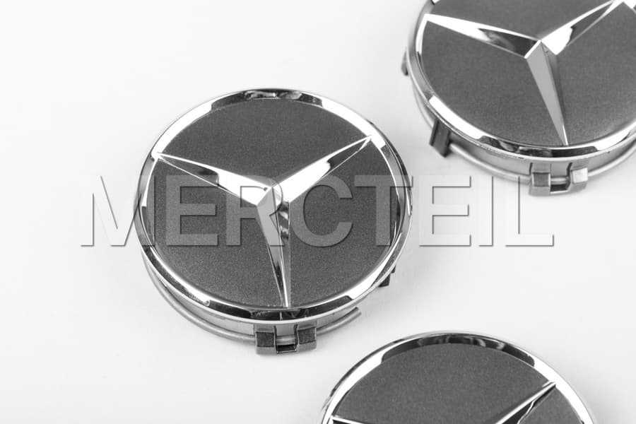 Wheel Hub Caps Himalaya Titanium Gray Raised Star Genuine Mercedes-Benz ...